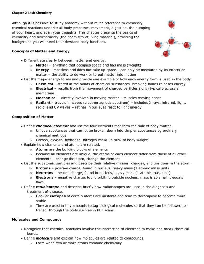Anatomy And Physiology Chapter 2 Basic Chemistry Worksheet Answers 